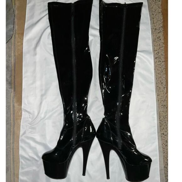 Adore | Shoes | New Adore 300 Black Thigh High Boots 7 Stiletto Heel ...